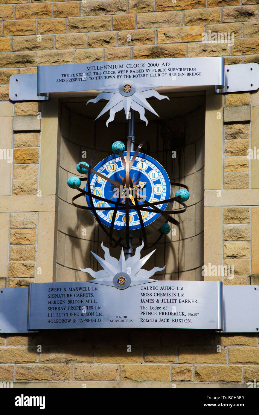 Millennium Clock Hebden Bridge Yorkshire England Stock Photo - Alamy