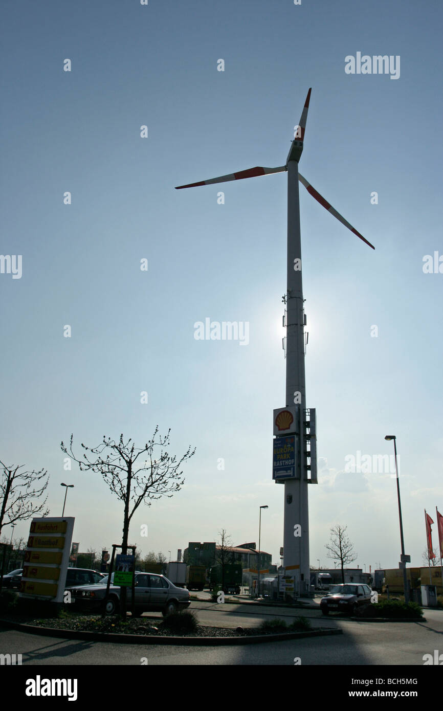 Windmill at a Shell petrol station in Germany Stock Photo - Alamy