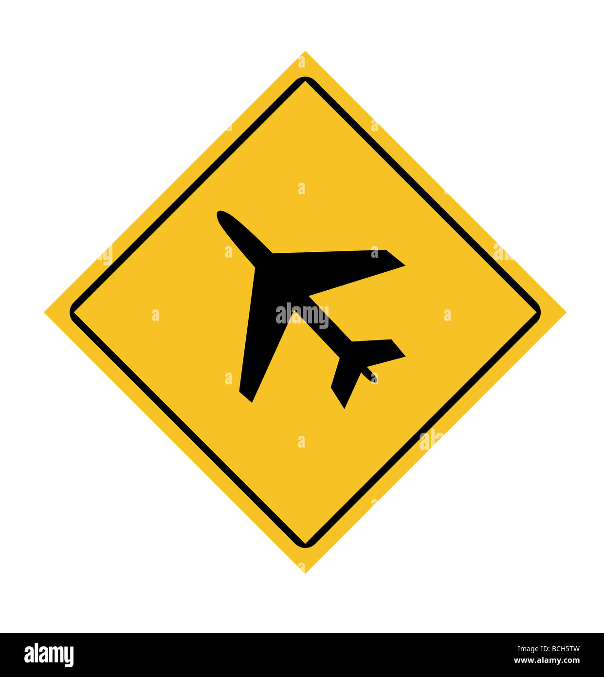 Airport road sign isolated over white background Stock Photo - Alamy