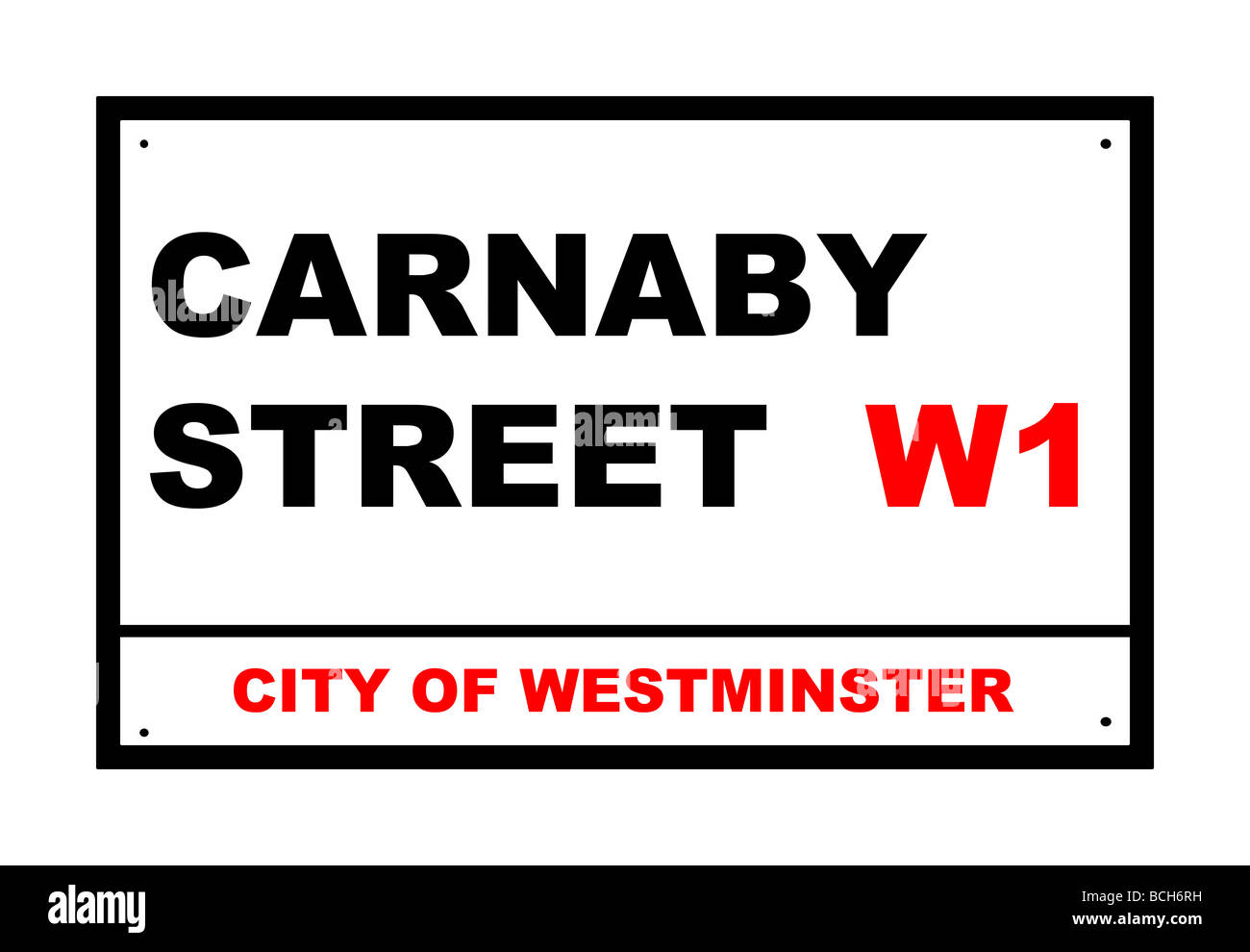 Carnaby Street road sign isolated over white background London England ...