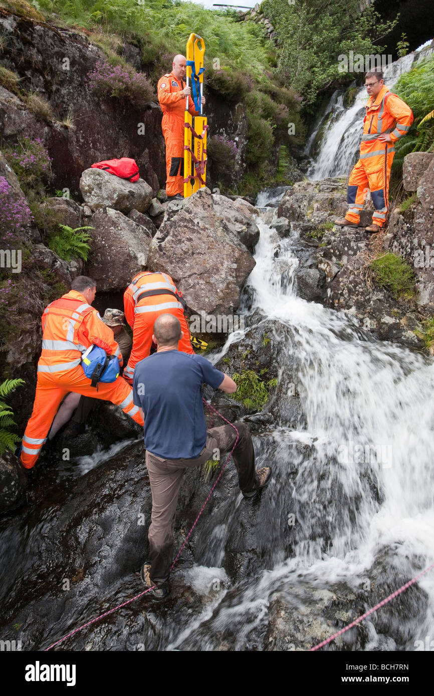Mountain rescue team and Air Ambulance at a mountain rescue incident in ...