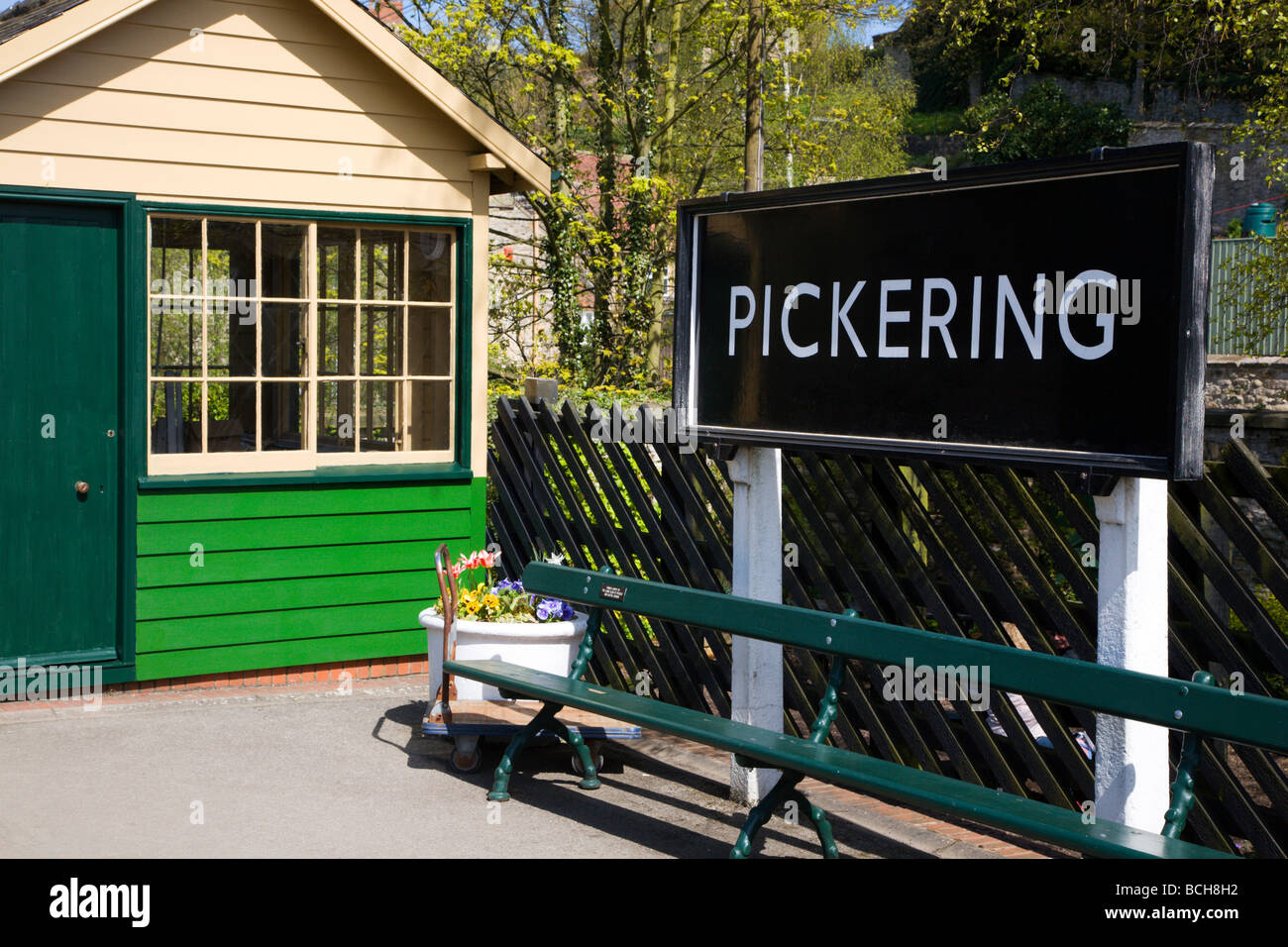 Pickering Station Sign Pickering North Yorkshire England Stock Photo ...