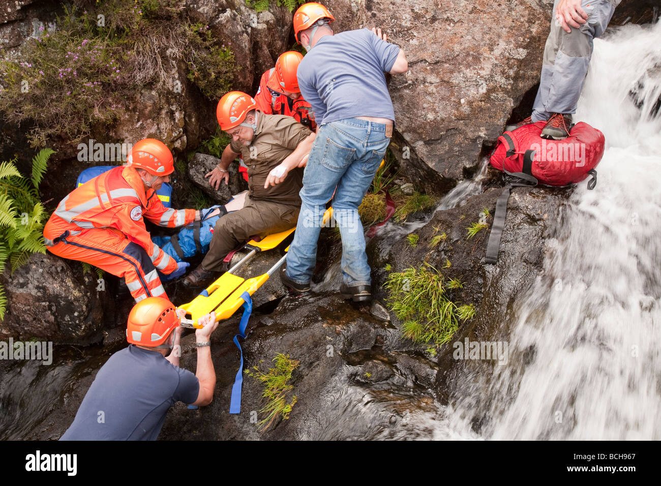 Mountain Rescue Team Stretcher Injured High Resolution Stock ...
