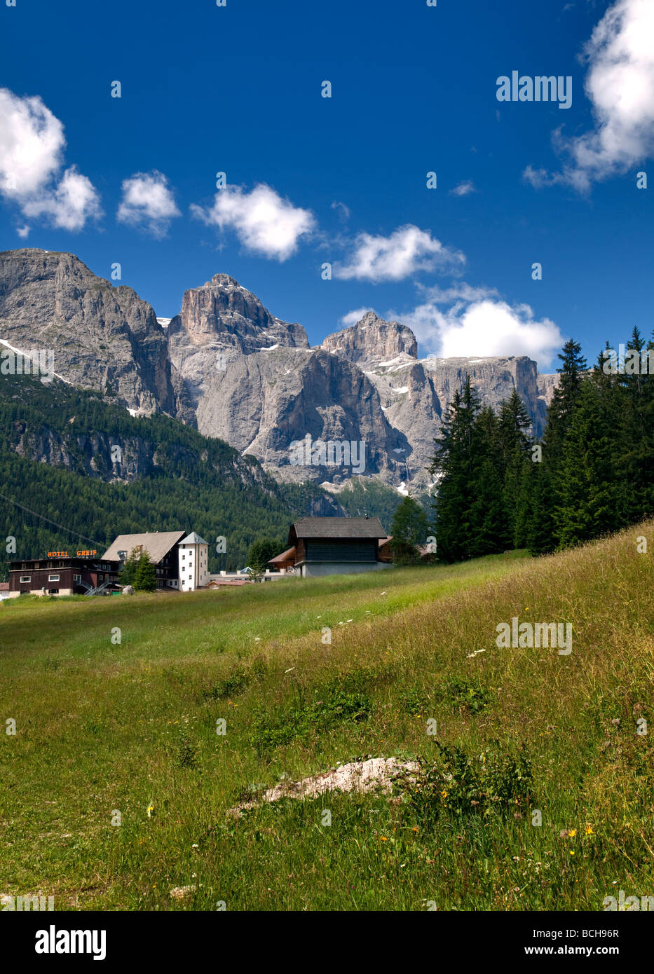 Sella Massif from Corvara, Val Badia, Dolomites, Italy Stock Photo - Alamy