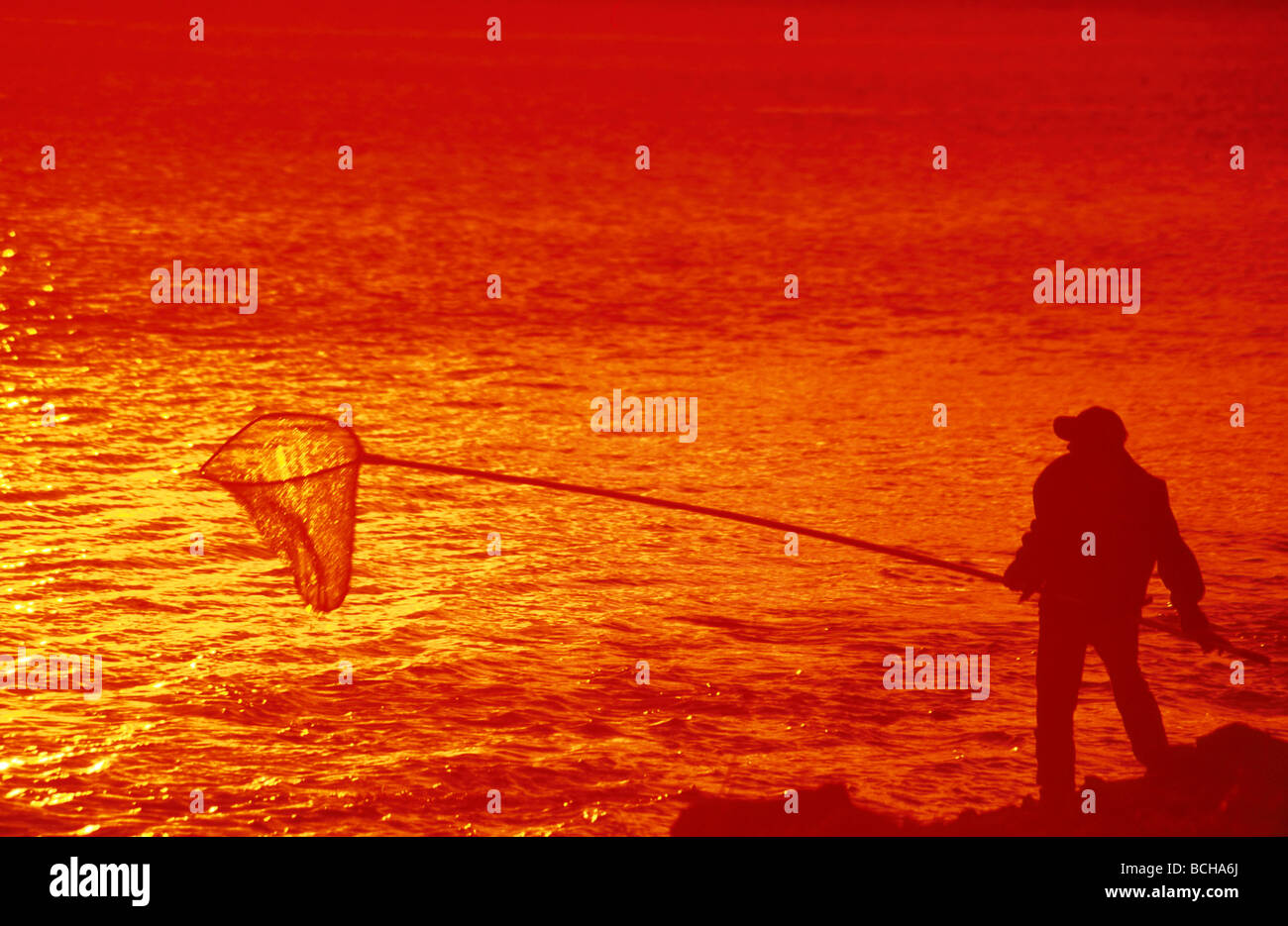 Man Hooligan Fishing Sunset Turnagain Arm SC Alaska Stock Photo - Alamy