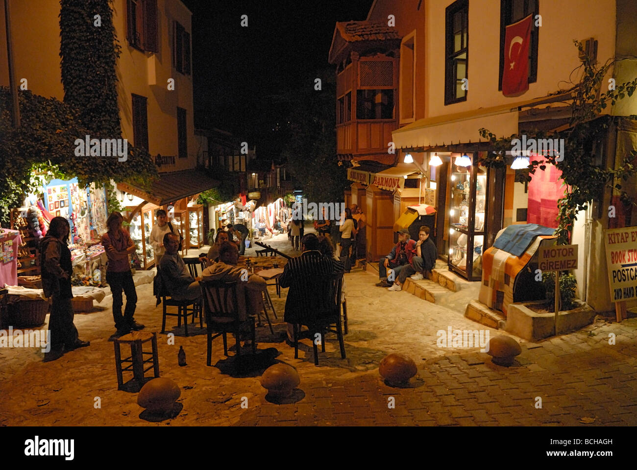 Evening in Old Town of Kas Kas Lycia Region Mediterranean Sea Turkey ...