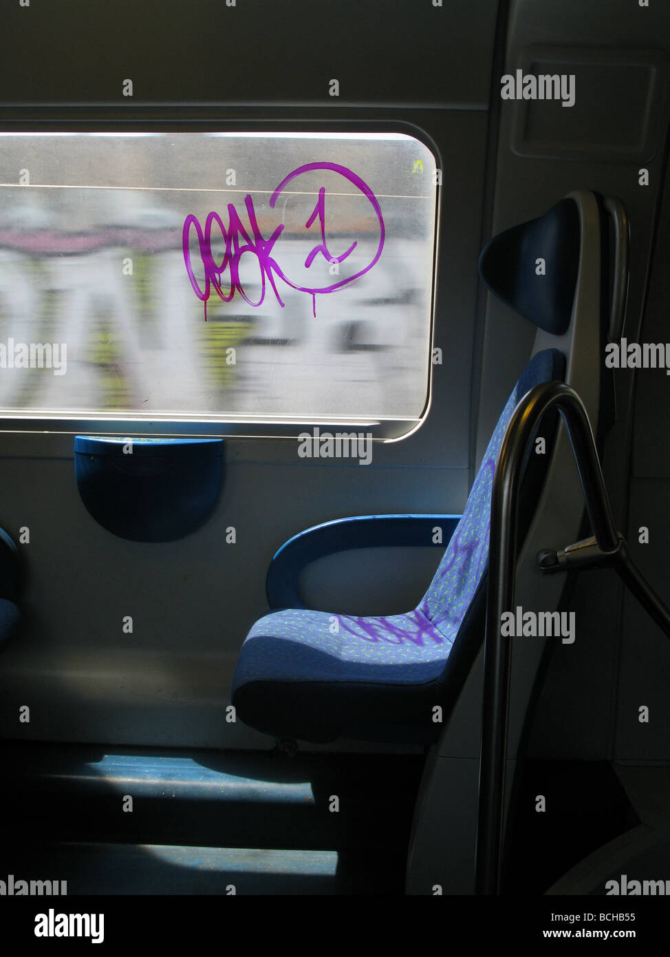 graffiti on train window Stock Photo - Alamy