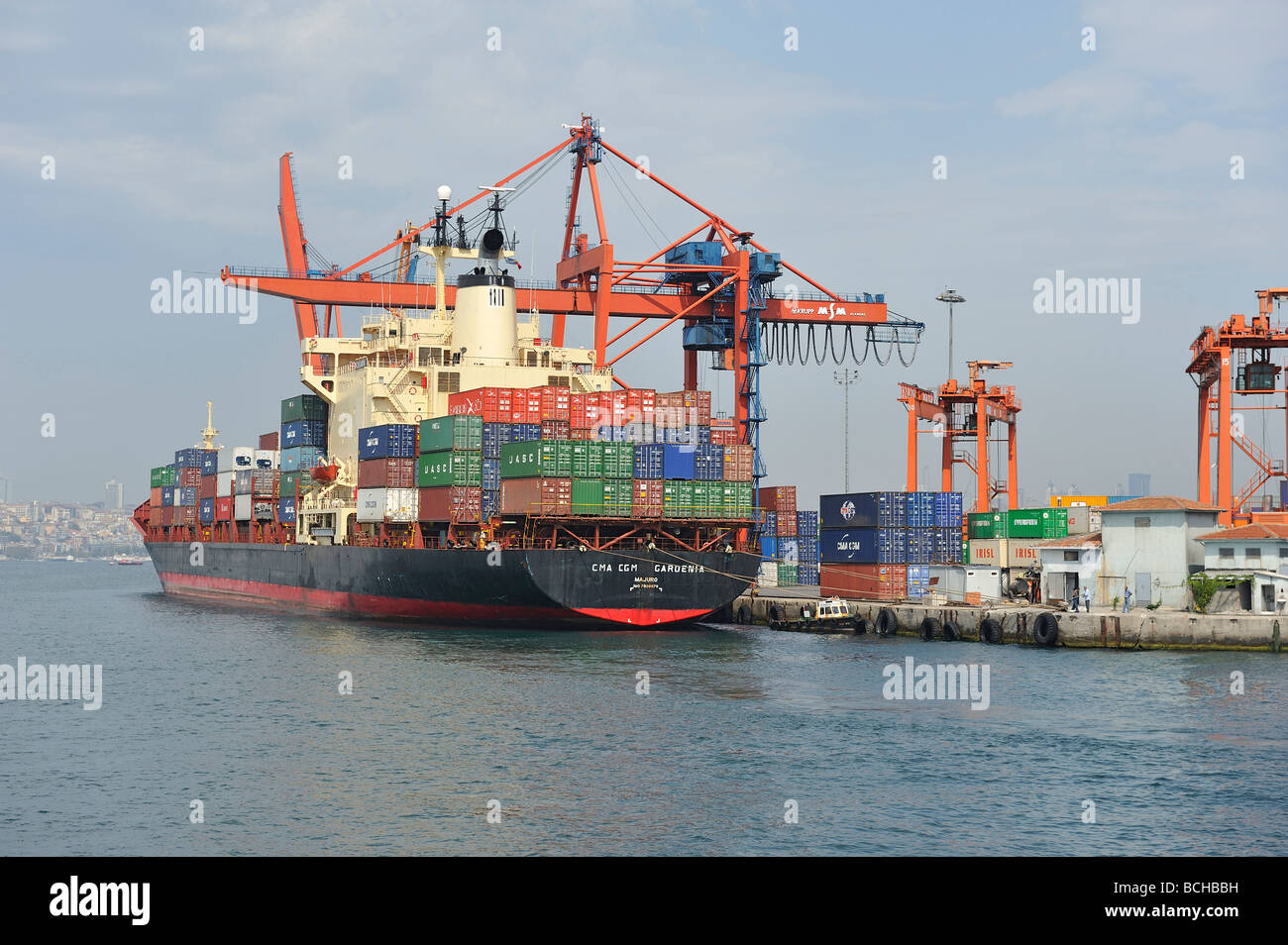 Container Ship on Bosporus Islanbul Turkey Stock Photo - Alamy