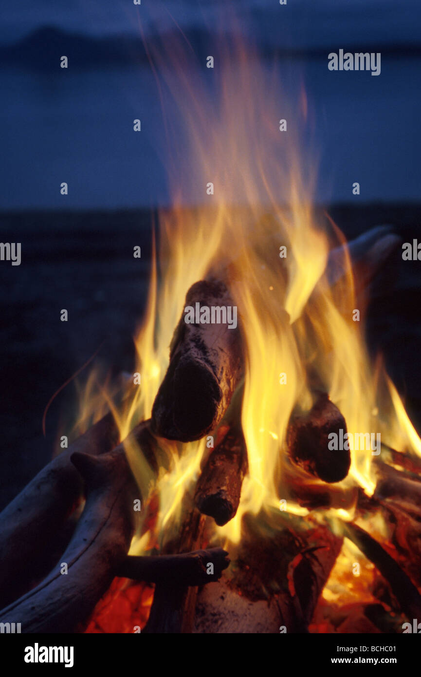Bonfire On Beach At Twilight Southeast AK Summer Stock Photo - Alamy