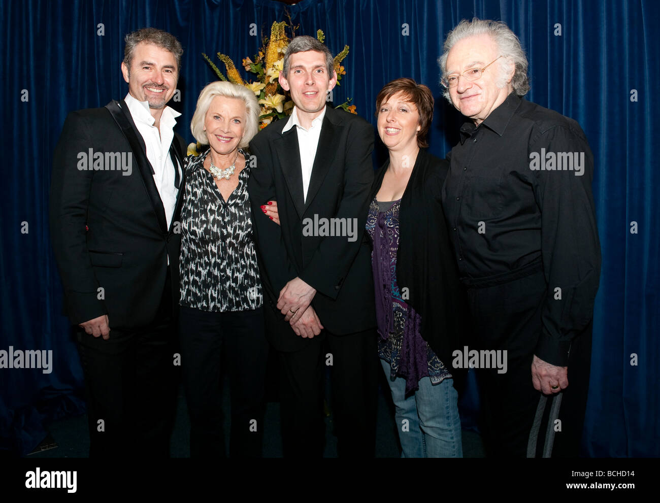 Actress Honor Blackman , Conductor Carl Davis and others backstage at ...