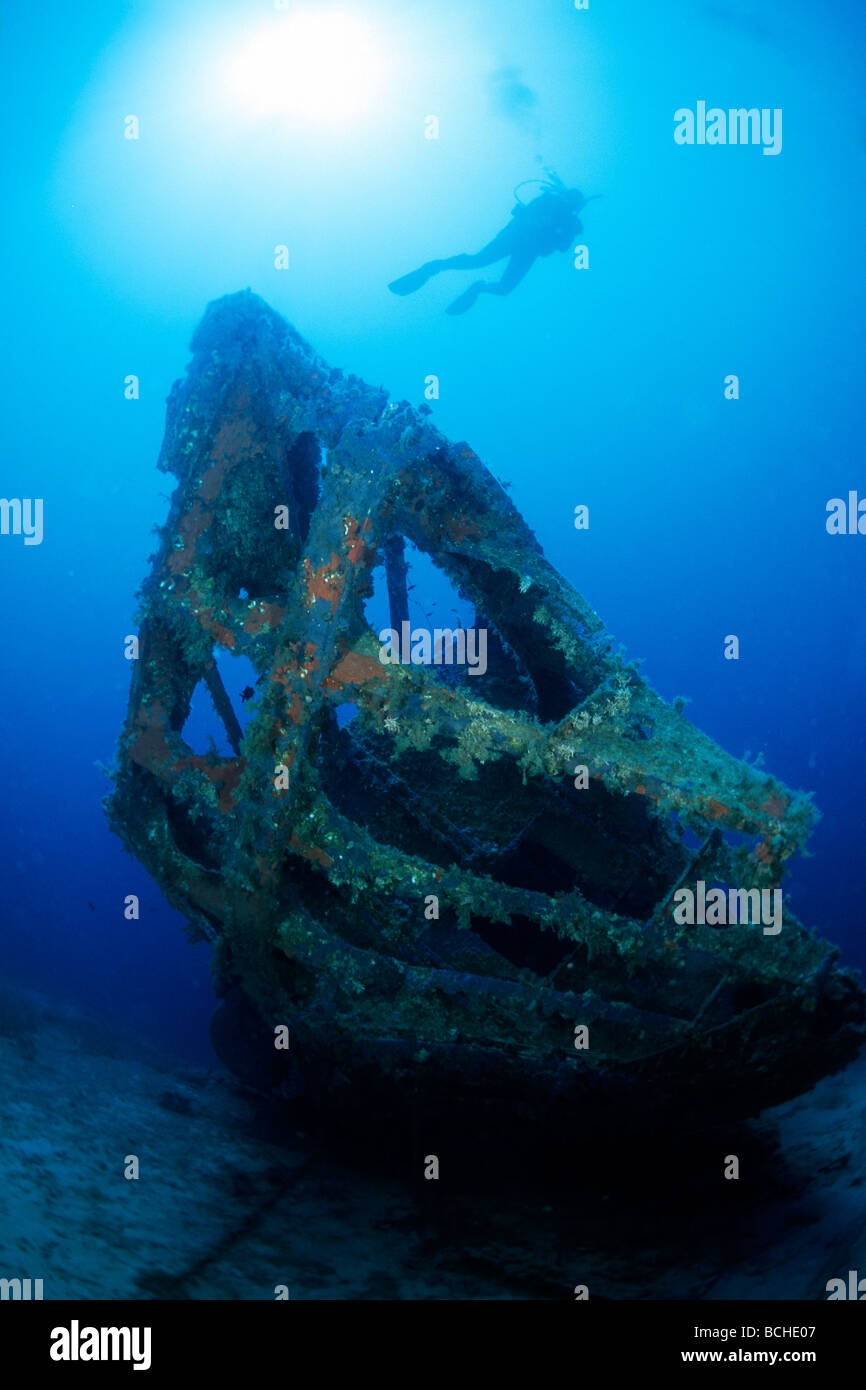 Diver at Bow of S 57 Torpedoboat Wreck sank 1944 Peljesac Peninsula ...