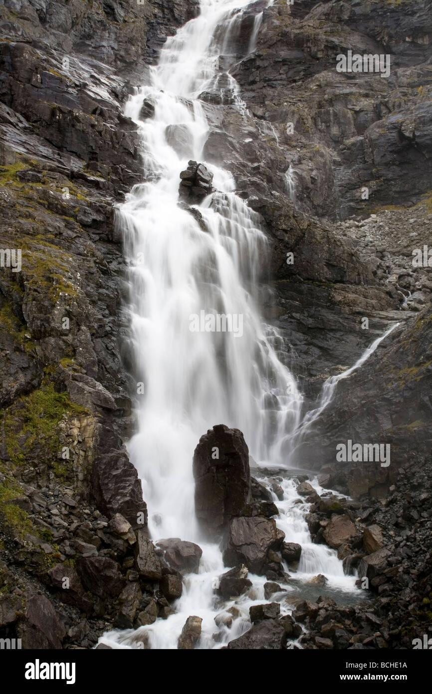 Waterfall Stigfossen at Trollstigen Mountain Stromsholmen Atlantic ...