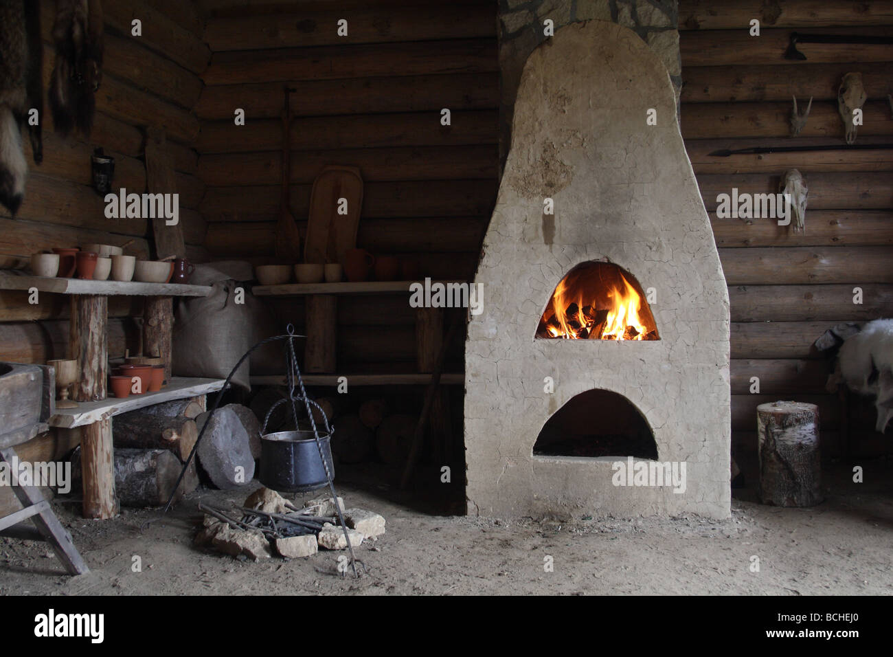 Reconstruction of medieval craftsman's hut. Gora Birow, Ogrodzieniec ...