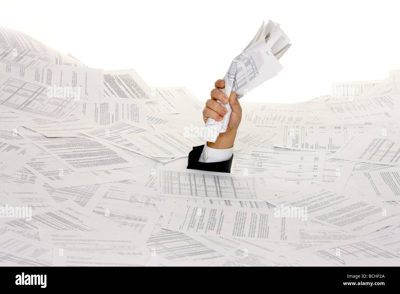 Stress from red tape and paper filing Stock Photo - Alamy