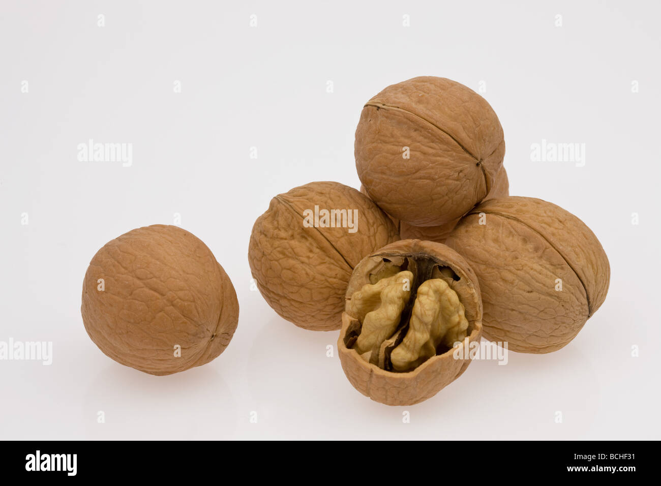 Walnut with husk and open Stock Photo - Alamy