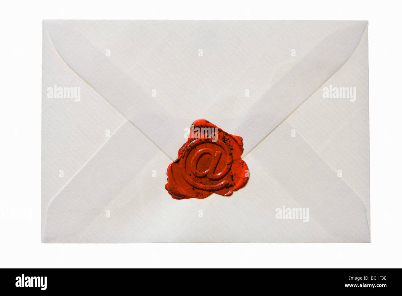 Empty envelope with e-mail-sign as a seal Stock Photo - Alamy