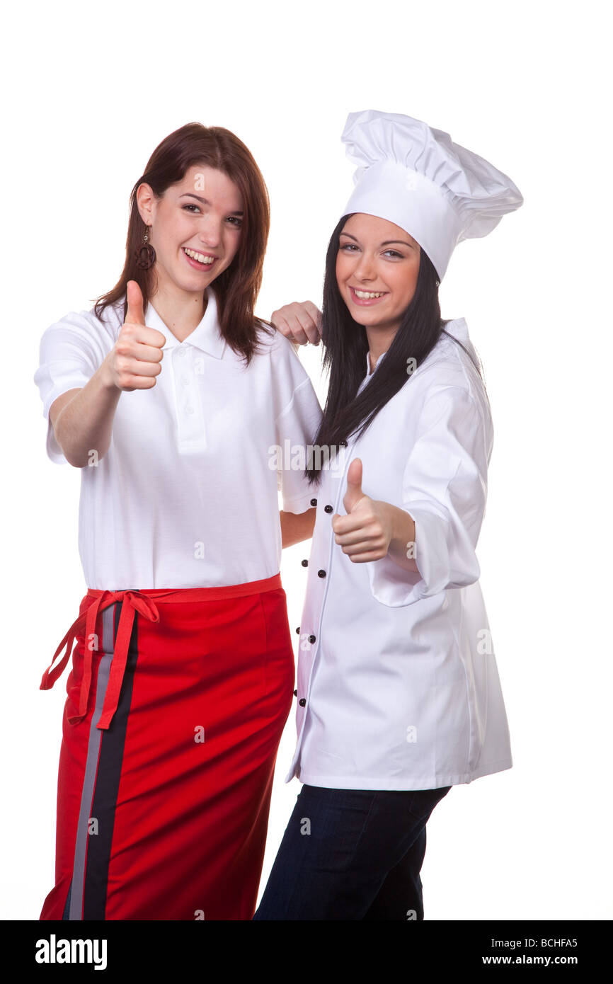 Service and cook discussing the menu together Stock Photo - Alamy