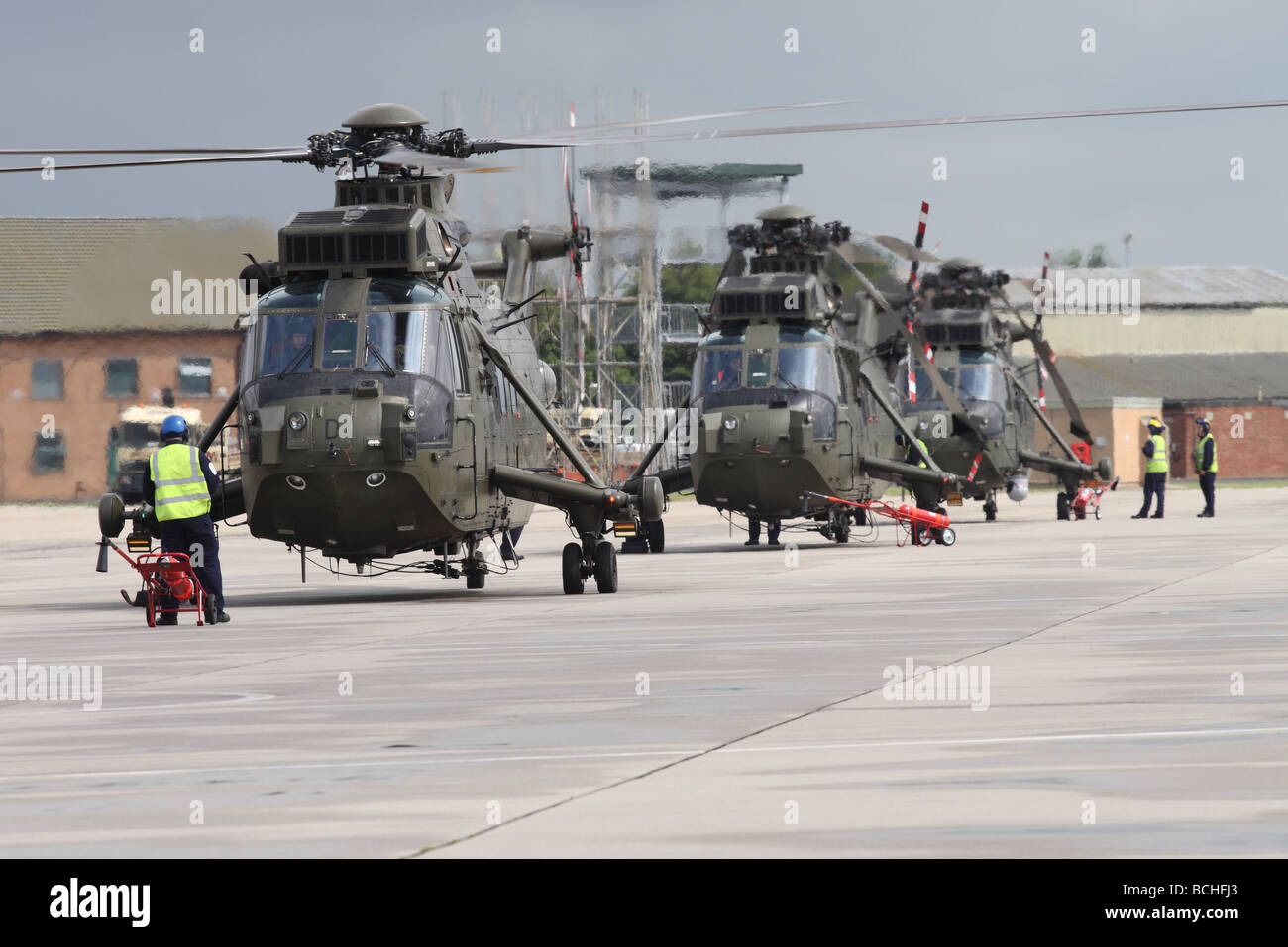 Royal Navy Westland Sea King HC4 troop carrier helicopters on the ...