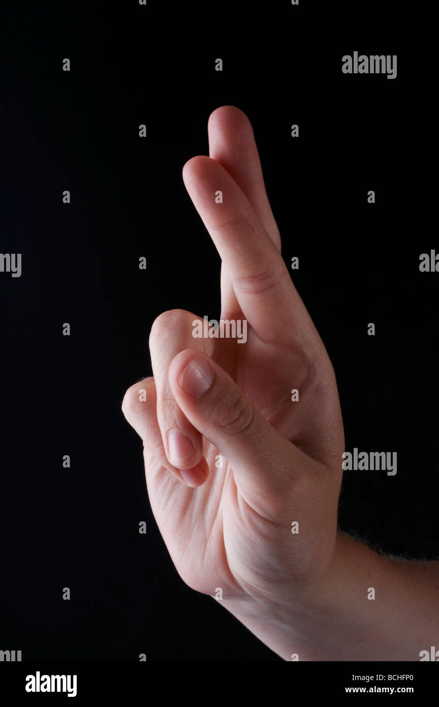 American Sign Language letter R Stock Photo - Alamy