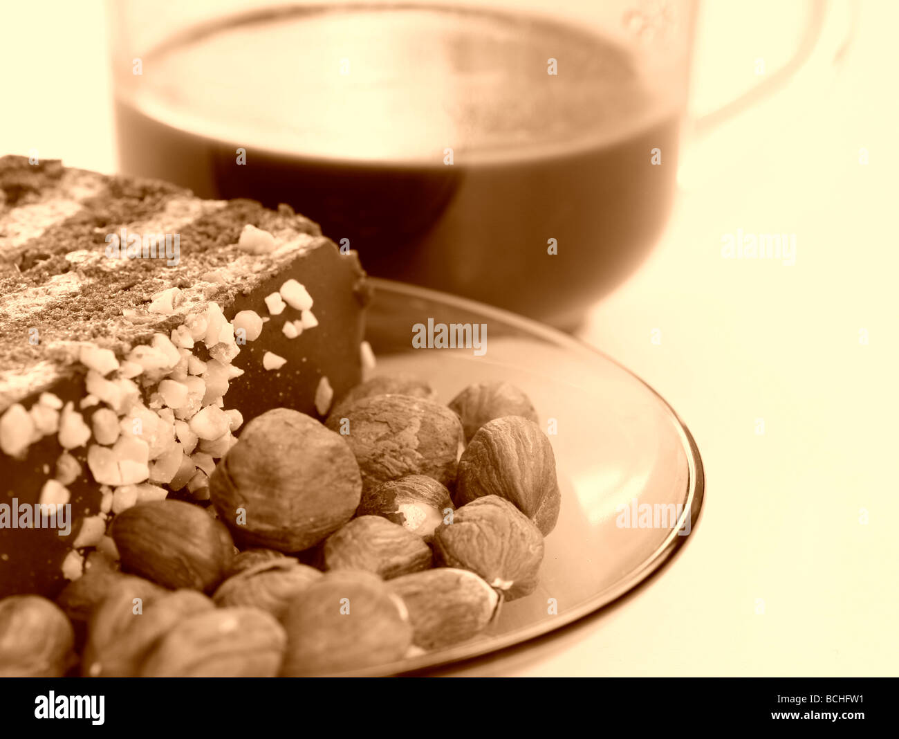 Almond cake with chocolate stuffing Stock Photo - Alamy