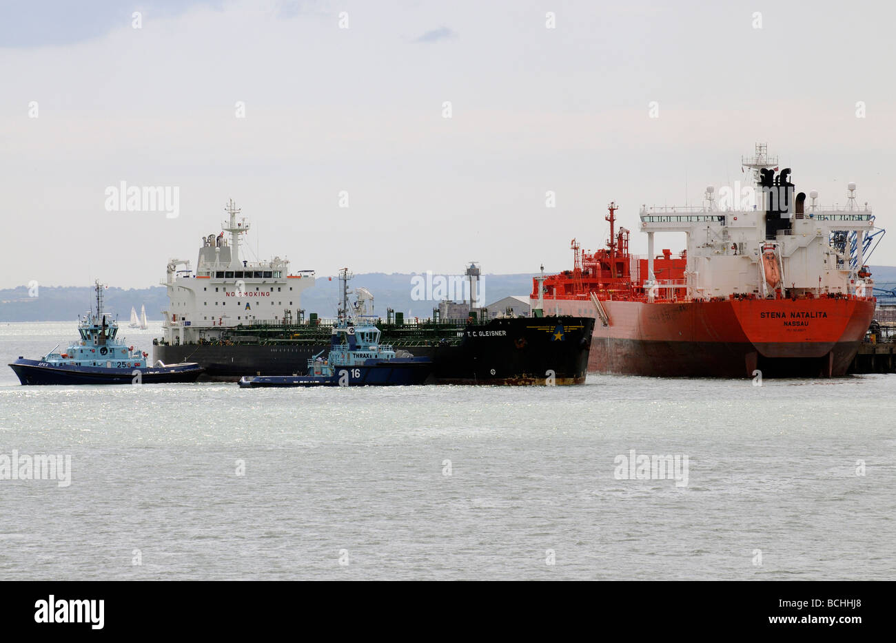 Marine Terminal Fawley Southampton UK crude oil tanker T C Glenisner ...