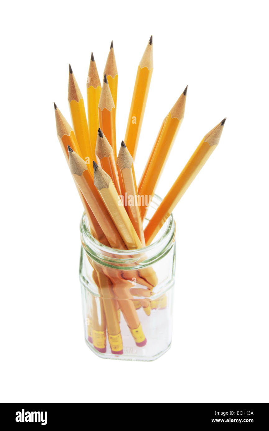 Pencils in Glass Jar Stock Photo - Alamy