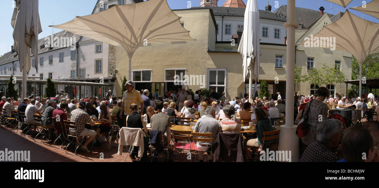 Panorama open air Beer garden Andechs Monastery Bavaria Germany Stock ...