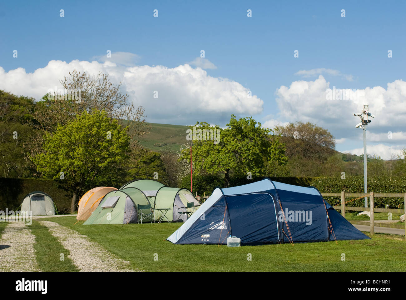 Tents at a camping site in the Peak District England Stock Photo - Alamy