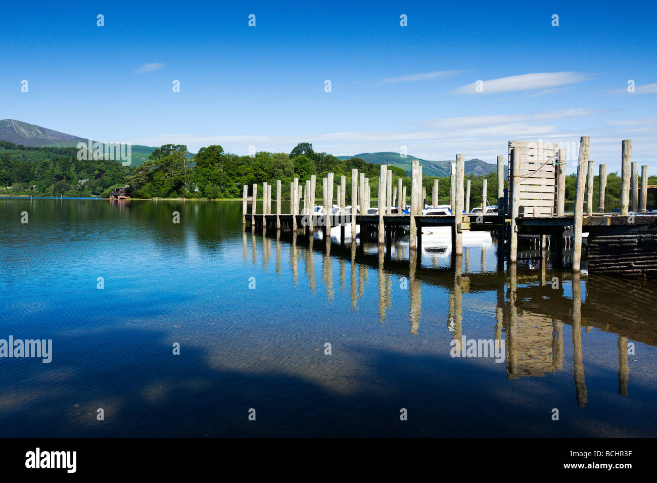 'The Keswick Landing Stages' Boats On The Pier And Lakeshore, Derwent ...