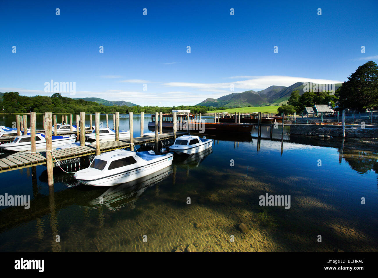 'The Keswick Landing Stages' Boats On The Pier And Lakeshore, Derwent ...