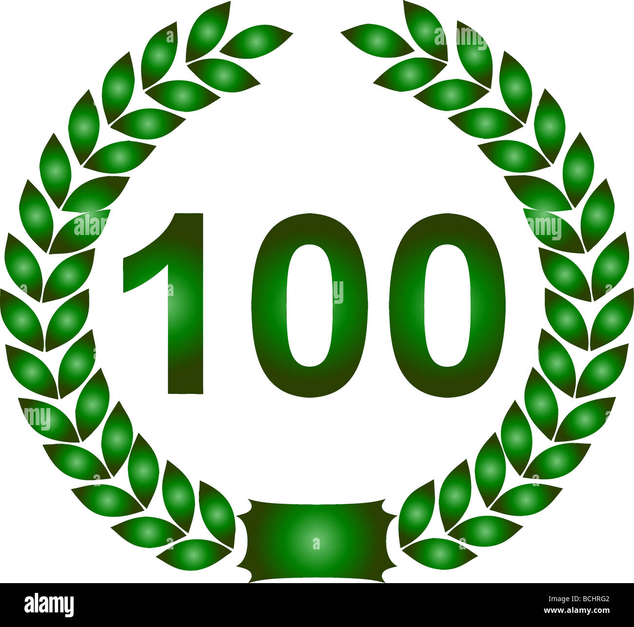 illustration of a green laurel wreath 100 years Stock Photo - Alamy