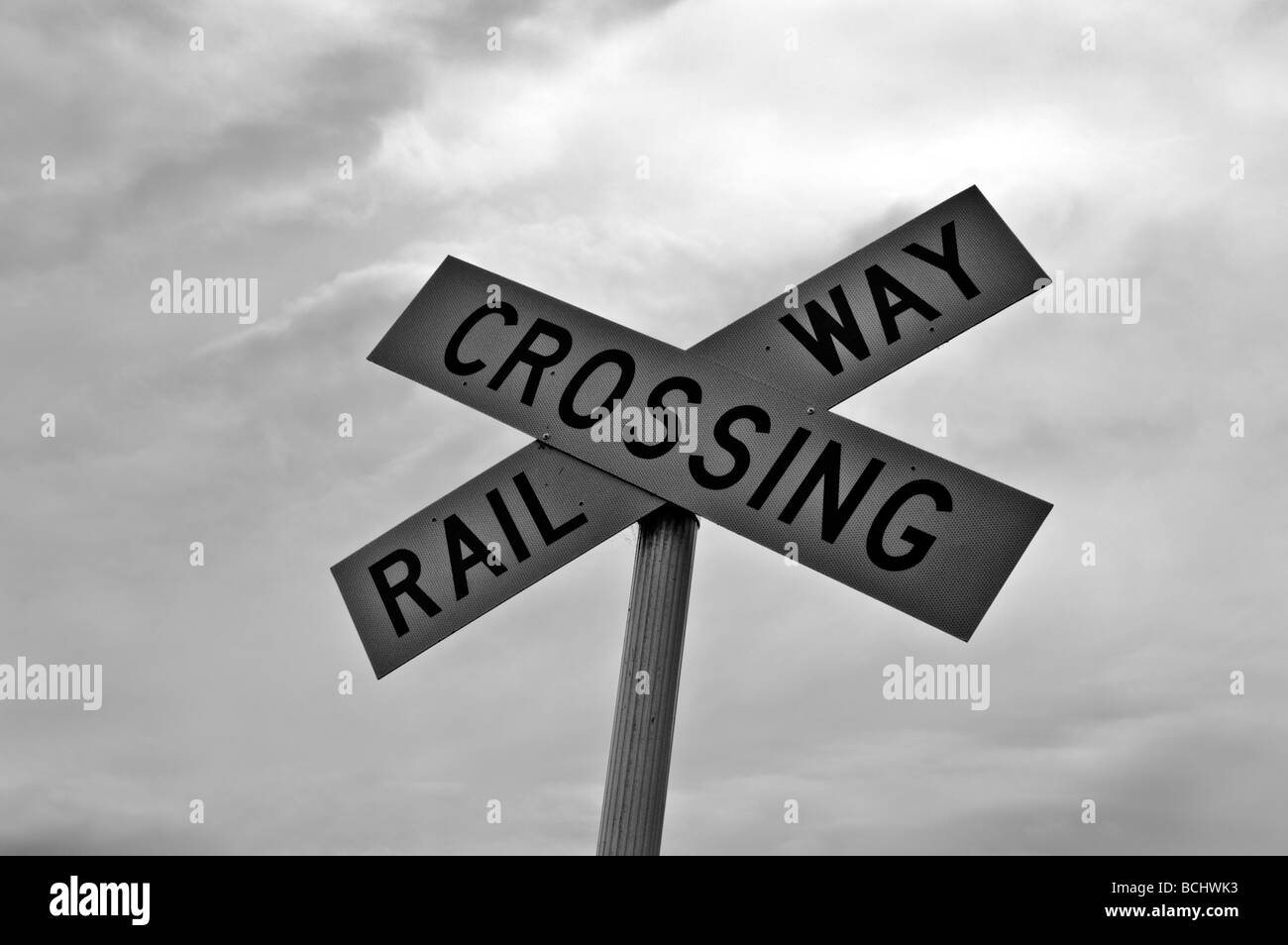 Railway crossing sign, New Zealand Stock Photo - Alamy