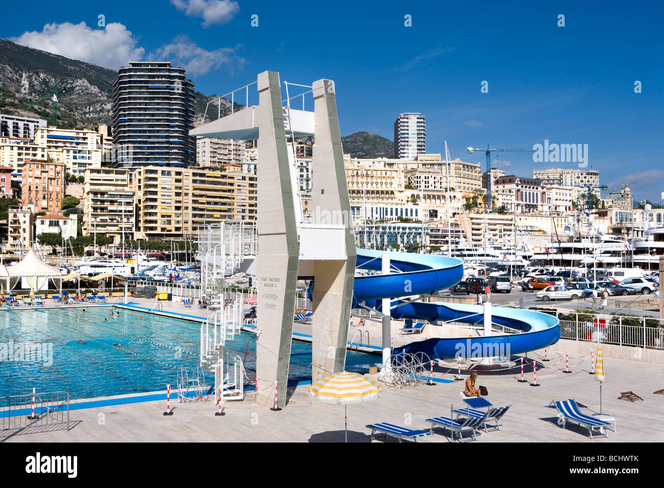 Health club swimming pool Port de Monaco monte carlo Stock Photo - Alamy