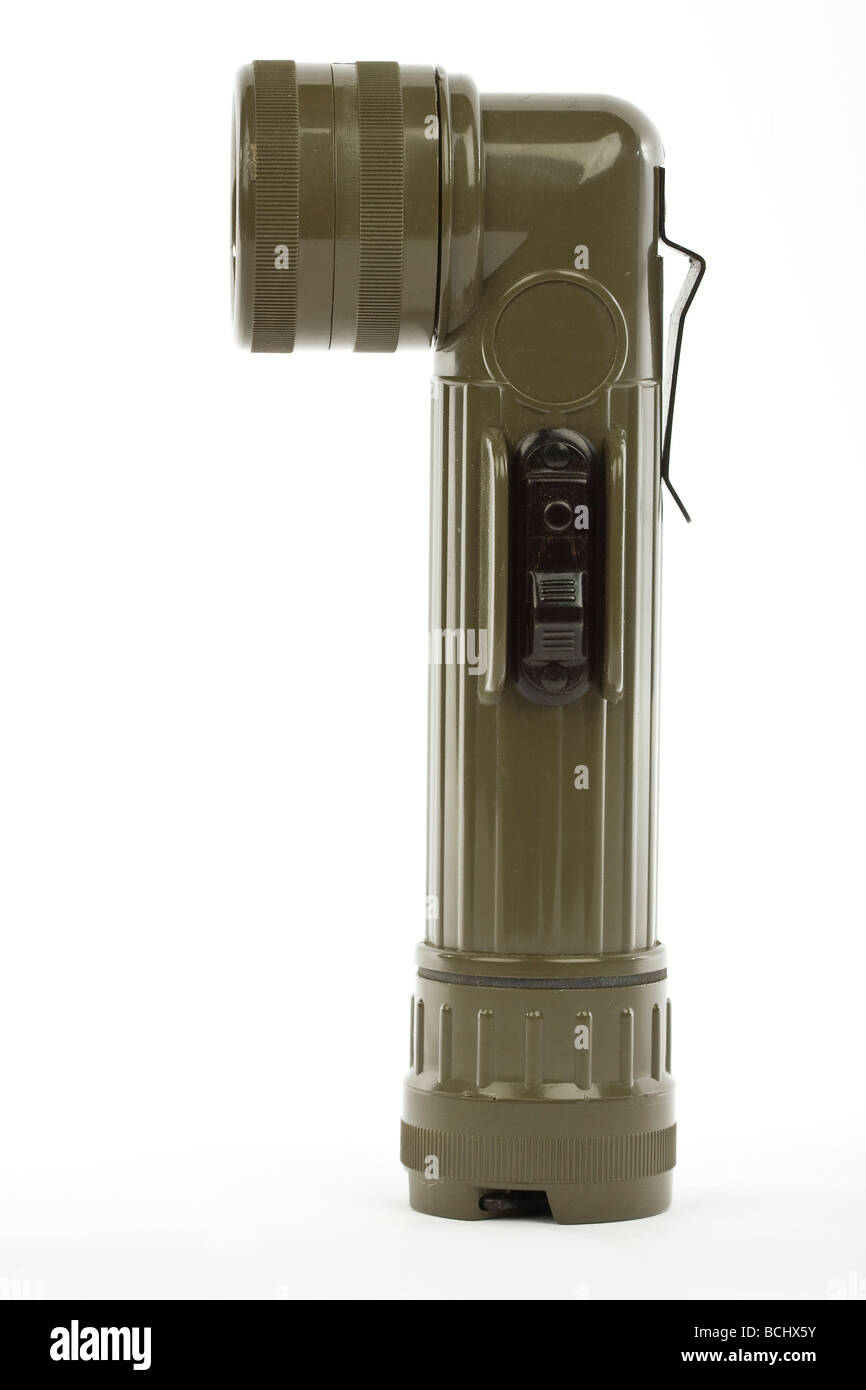 Green Military Flash Light on white background Stock Photo - Alamy