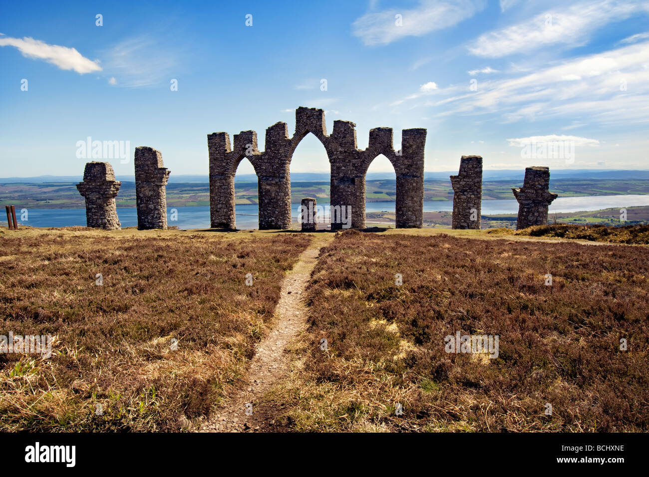 Fyrish monument on a fine day on Fyrish hill, near Evanton, Easter Ross ...