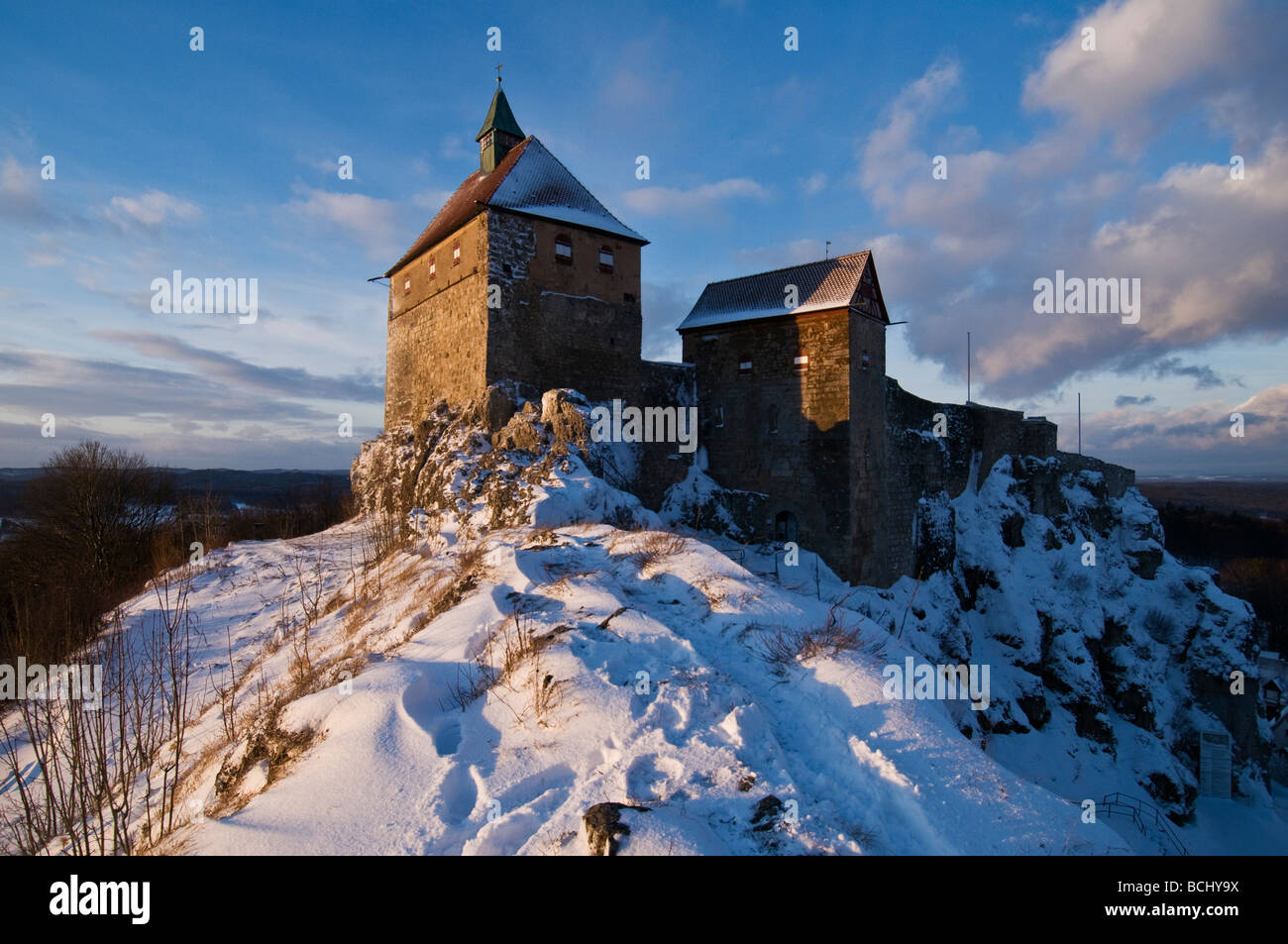 Burg Hohenstein Castle in winter, Hohenstein, Franconia, Germany Stock ...