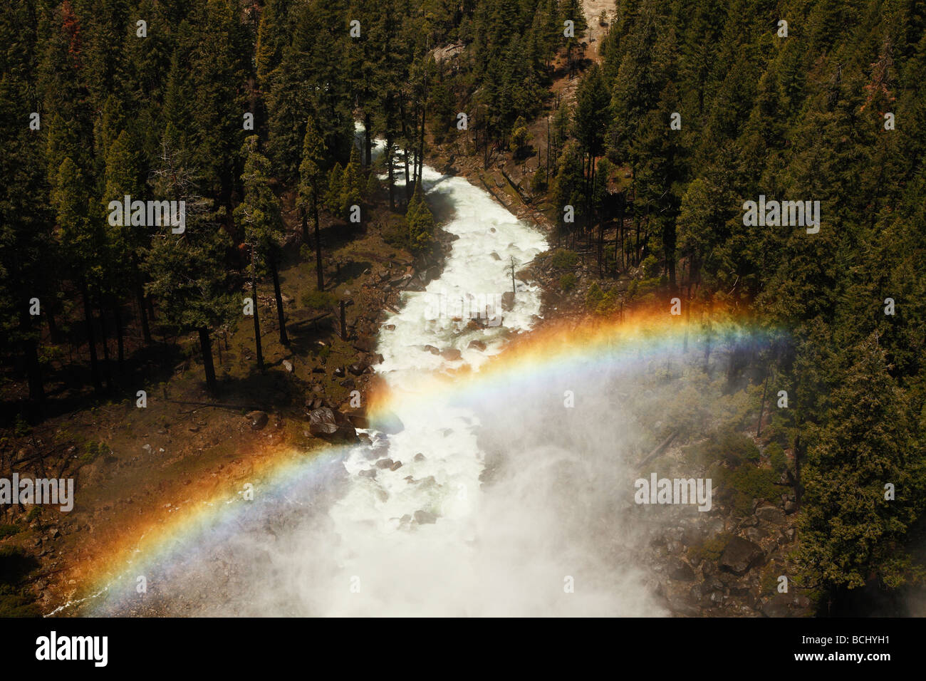 Rainbow below Nevada Falls Yosemite Stock Photo - Alamy