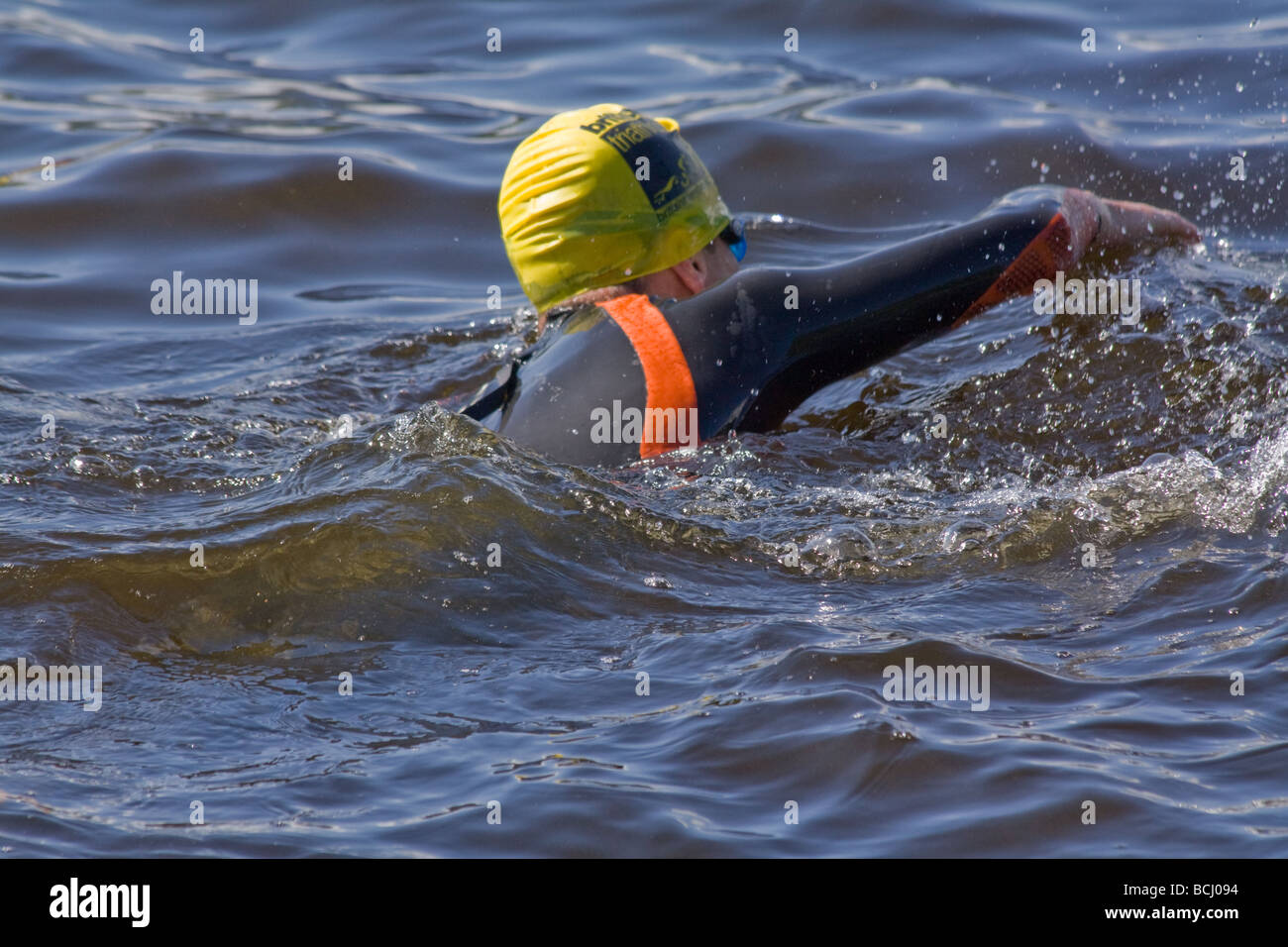 triathlon swimmer competing in lake bala Stock Photo - Alamy