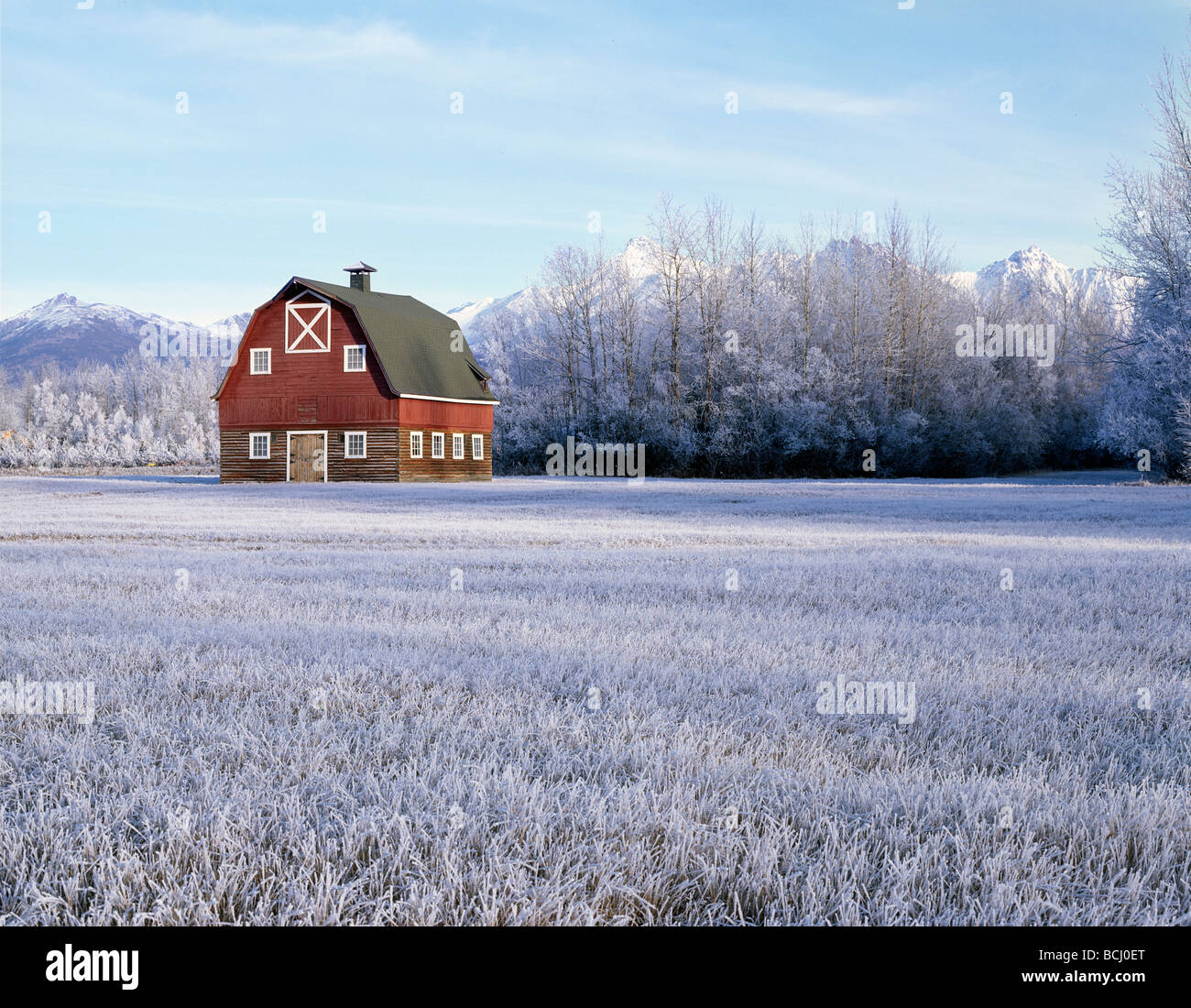 Barn in Field of Frosted Grass Palmer Southcentral AK autumn scenic ...
