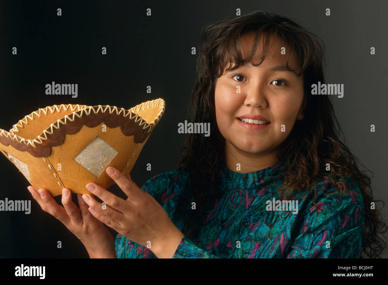 Inupiat Woman w/Birch Bark Basket Shungrak AK Stock Photo - Alamy