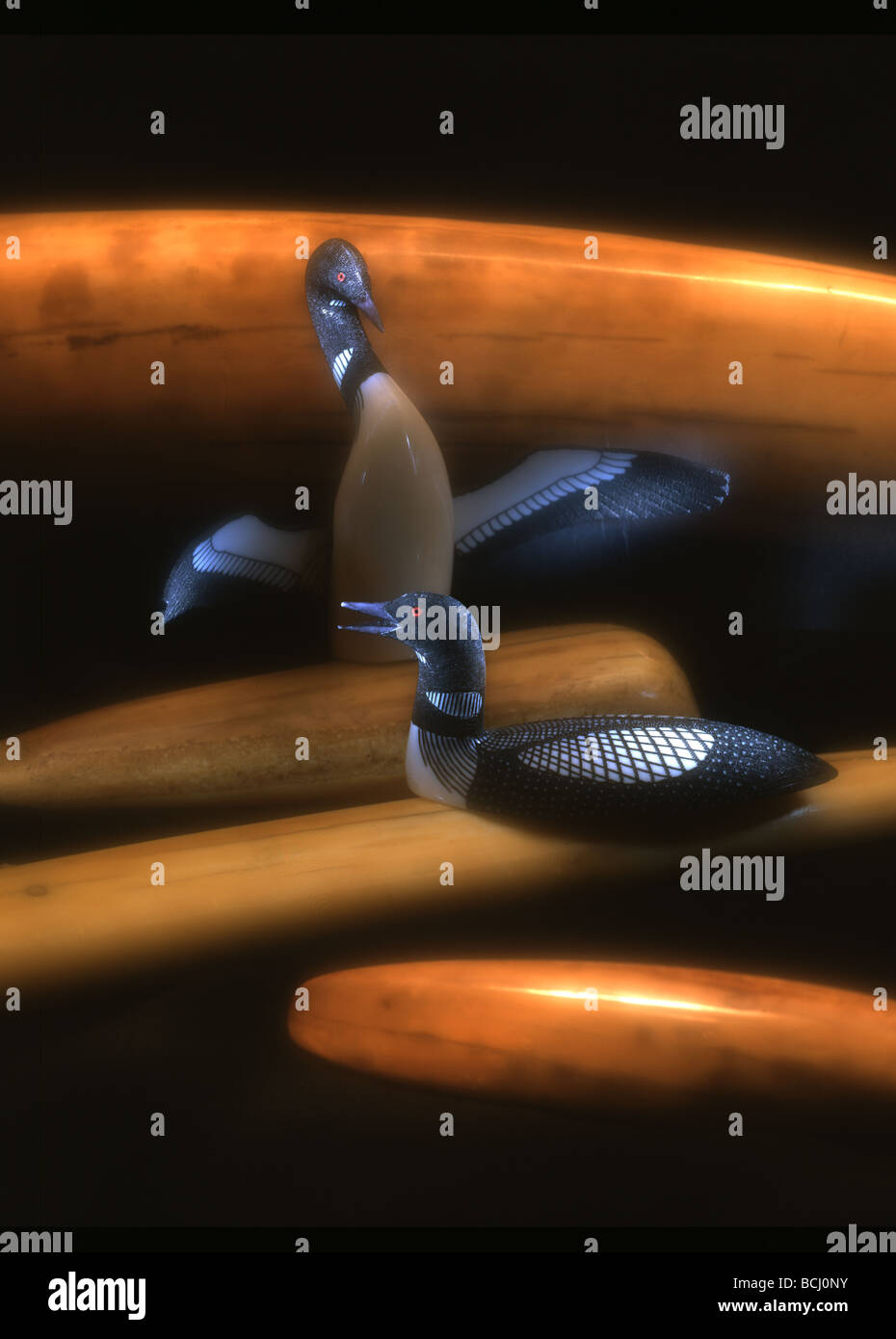 Ivory Loon Carvings by Ted Mayac Sr. Inupiat Stock Photo - Alamy