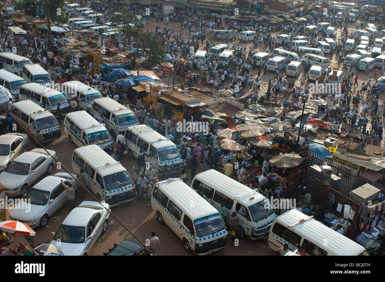 Aerial view of minibus park at Owino market kampala uganda Stock Photo ...