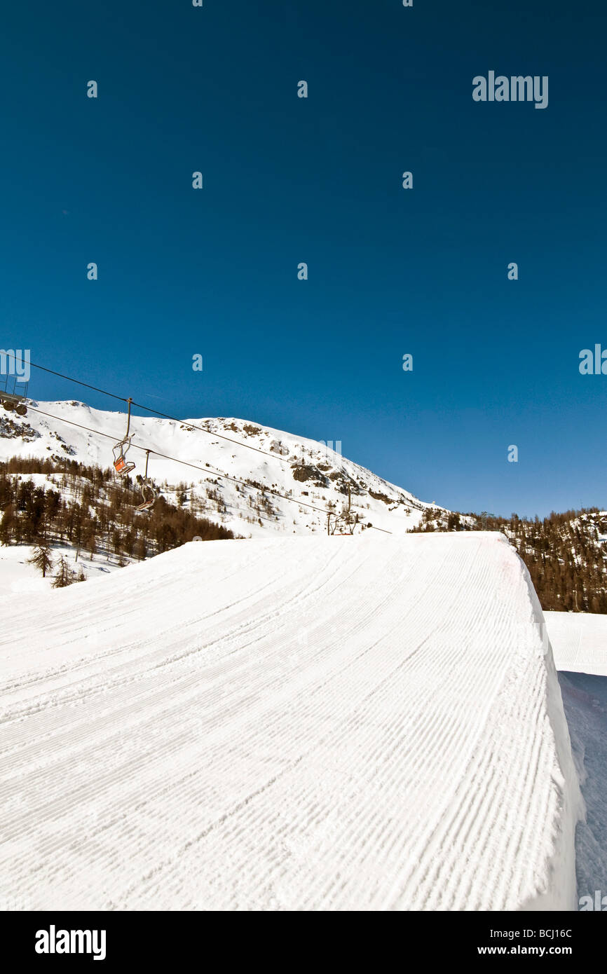 Snow park Pila Aosta Italy Stock Photo - Alamy