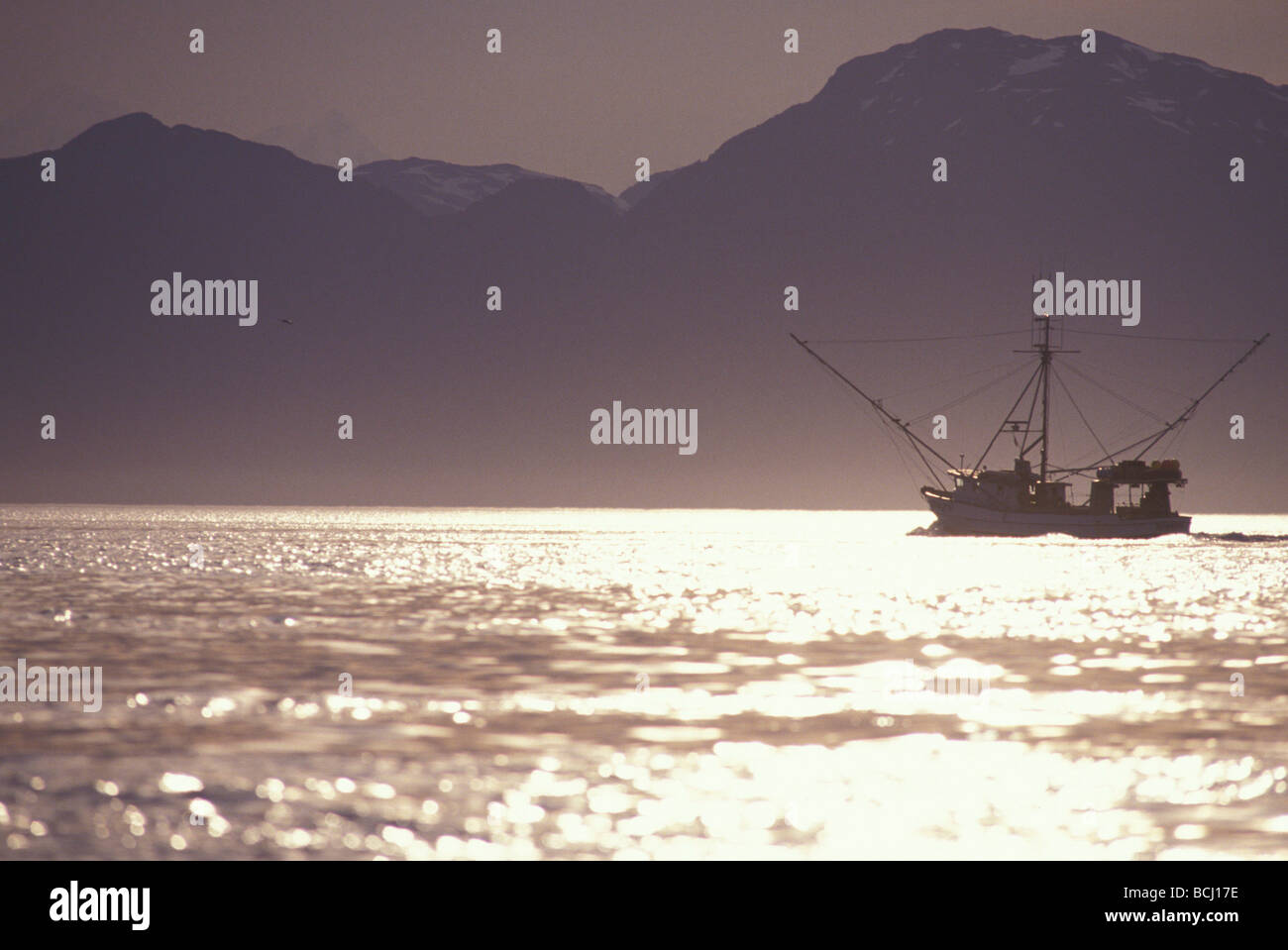 Commercial salmon fishing boat trolling hi-res stock photography and ...