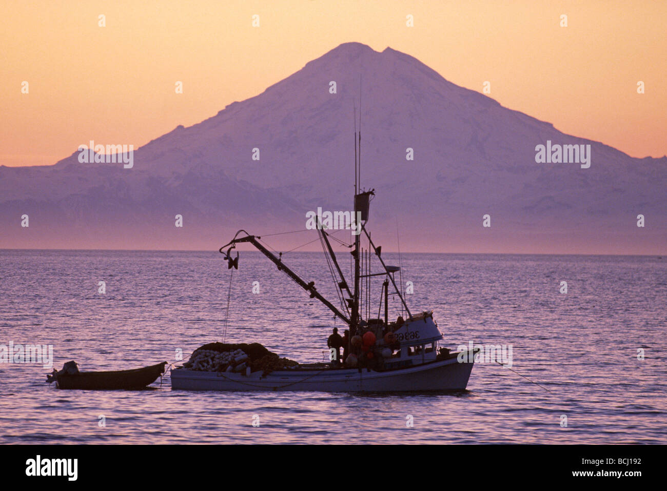 Commerical Fishing Boat in Cook Inlet @ Sunset KP AK Stock Photo - Alamy