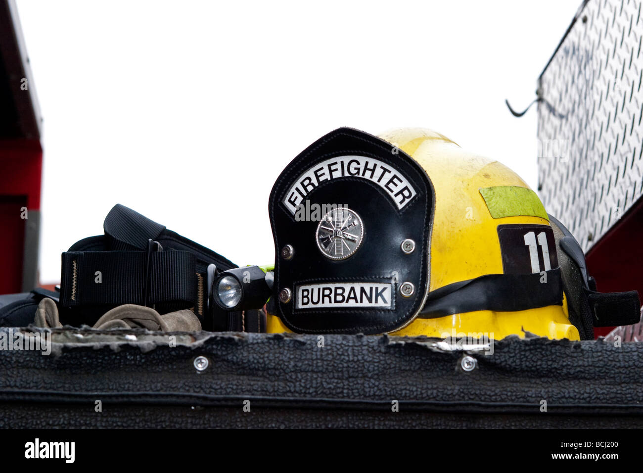 Burbank California Firefighter Helmet Stock Photo - Alamy