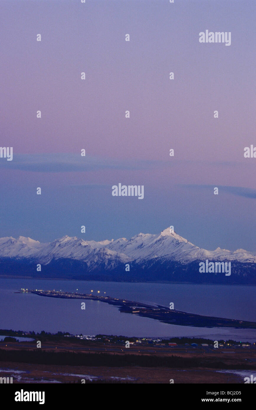 Overlooking Homer Spit in Pre-Dawn Light KP AK Winter Stock Photo - Alamy