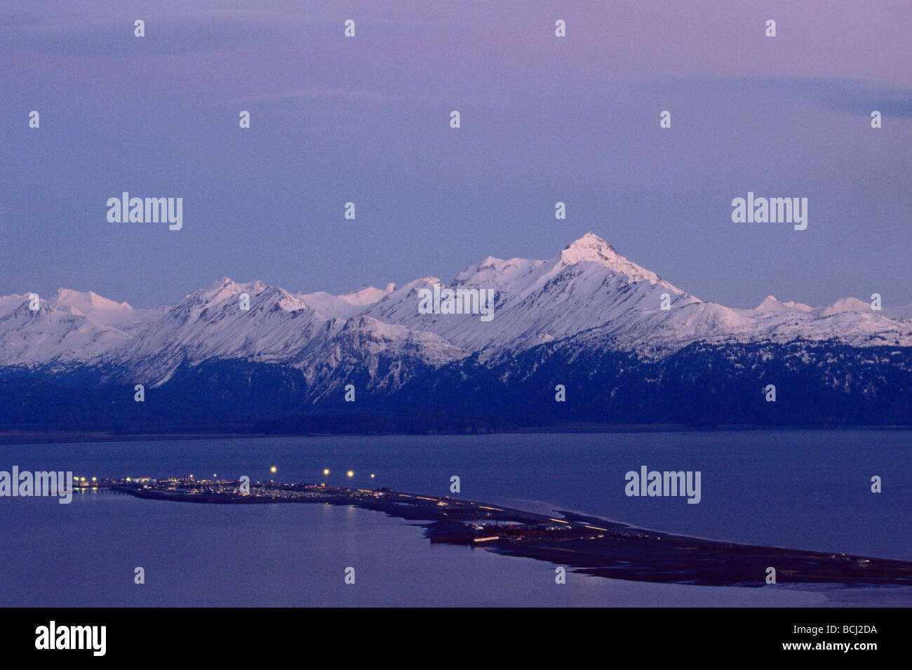 Overlooking Homer Spit in Pre-Dawn Light KP AK Winter Stock Photo - Alamy