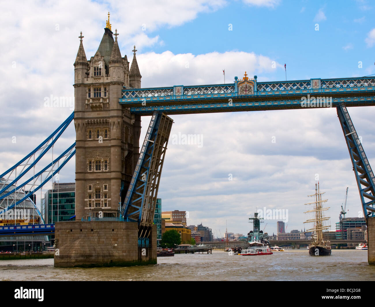 Open Tower Bridge London UK Stock Photo - Alamy
