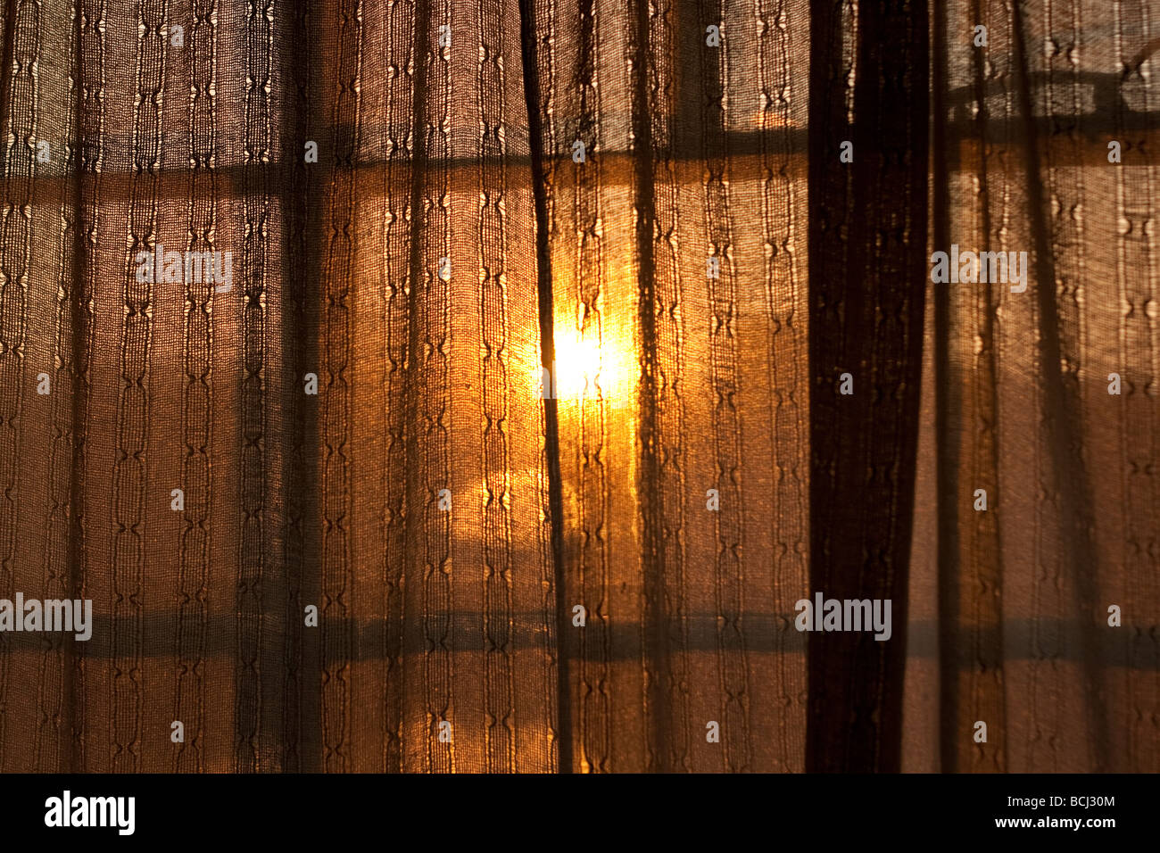Morning sun through window curtains, London, England Stock Photo - Alamy